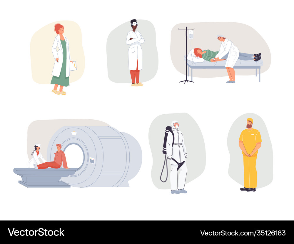 Flat cartoon doctor character Royalty Free Vector Image