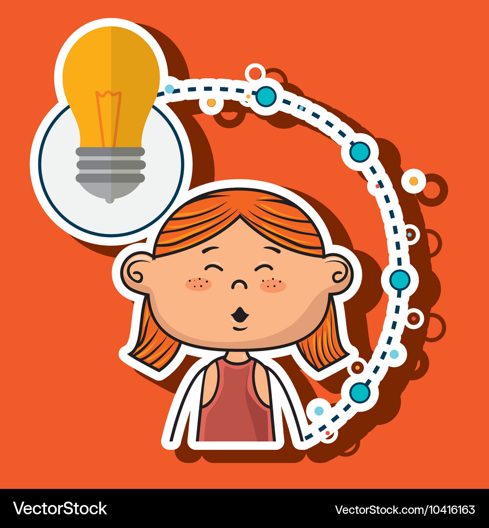 Girl cartoon idea icon Royalty Free Vector Image