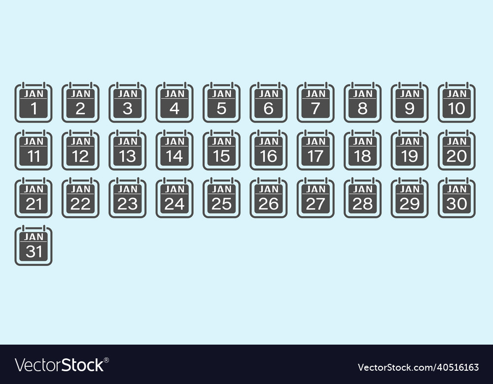 January is a month with numbers set of calendar Vector Image