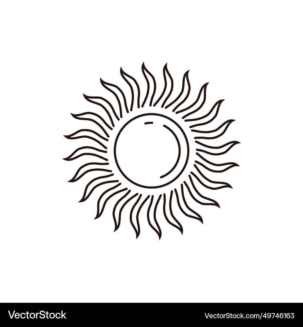 Line art symbol sun logo design Royalty Free Vector Image