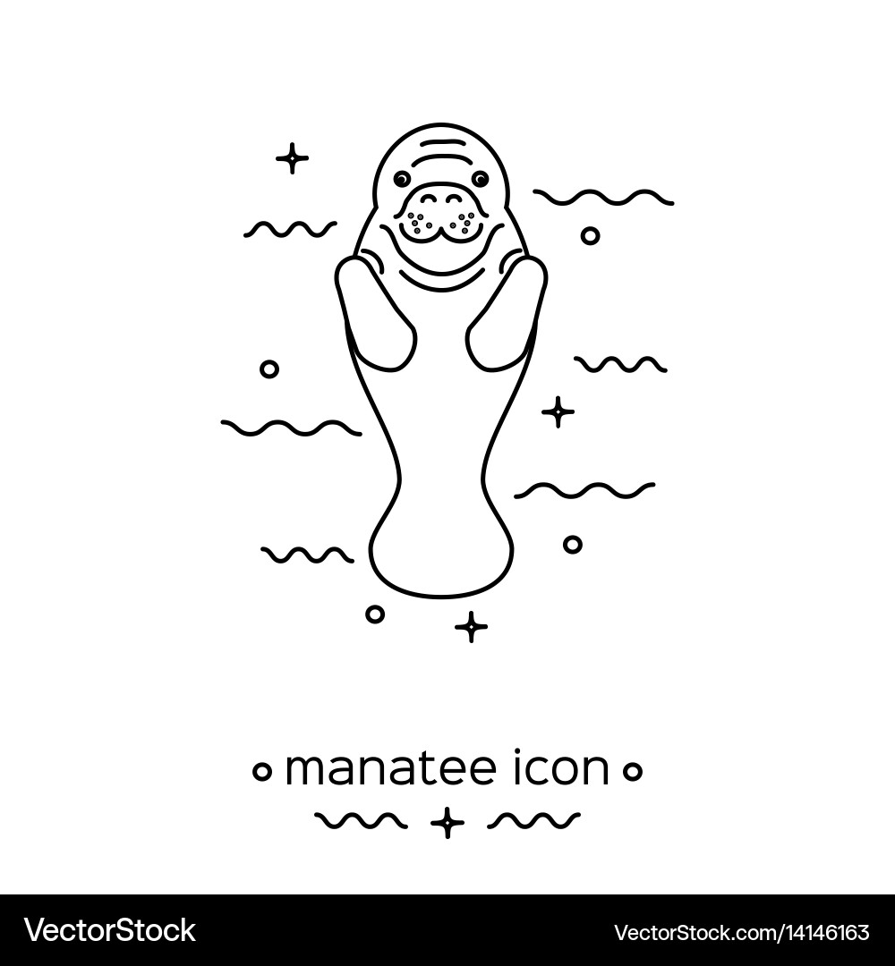 Manatee icon isolated on white background stock Vector Image