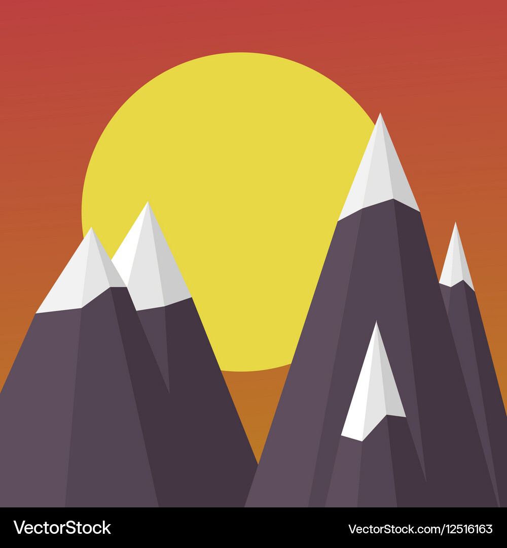 Mountains on the sun background sunset landscape Vector Image