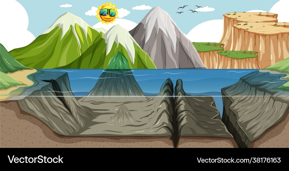 Nature landscape scenery view from a mountain top Vector Image