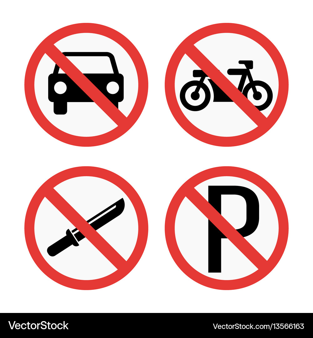 Prohibition signs set safety information Vector Image