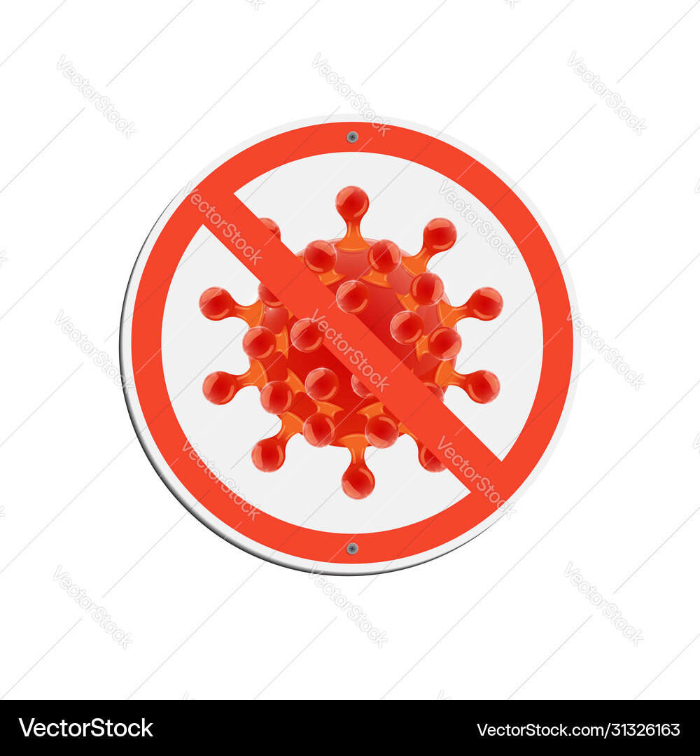 Realistic road sign with coronavirus Royalty Free Vector