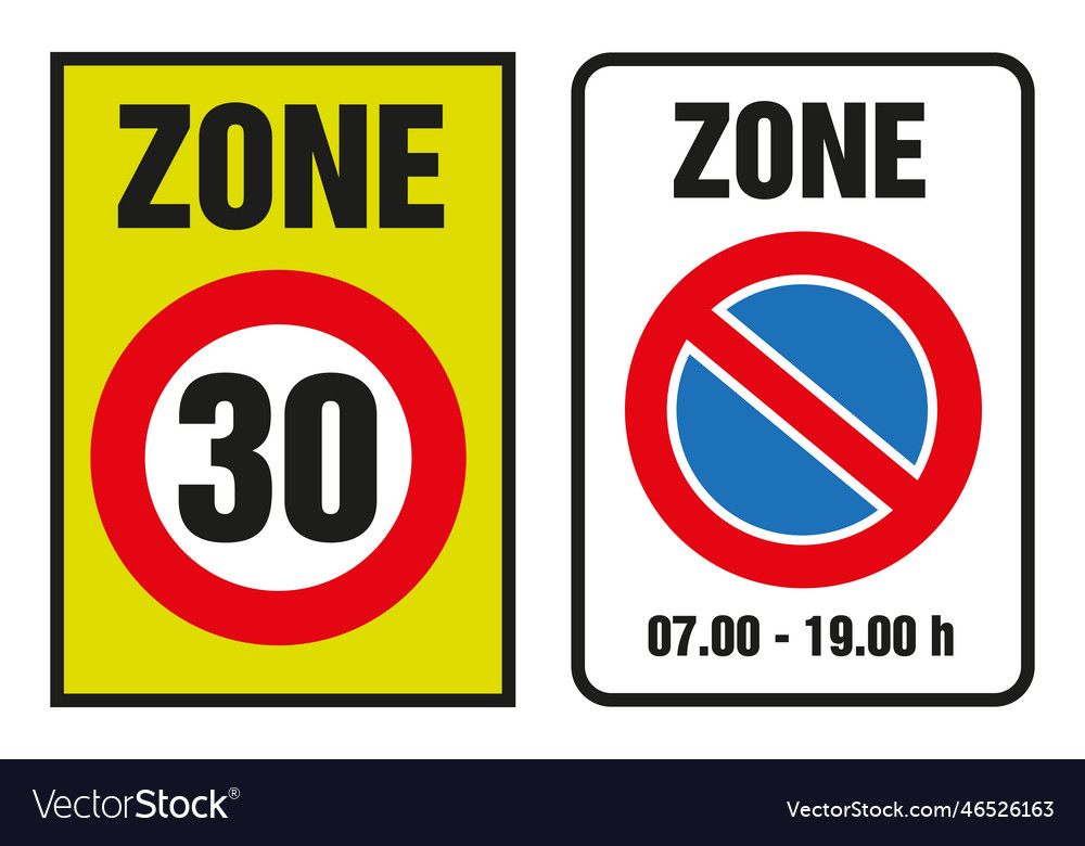 Road signs speed limit sign parking restriction Vector Image