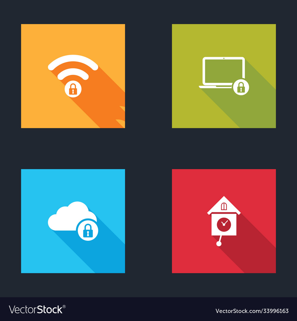 Set Wifi Locked Laptop And Cloud Computing Vector Image