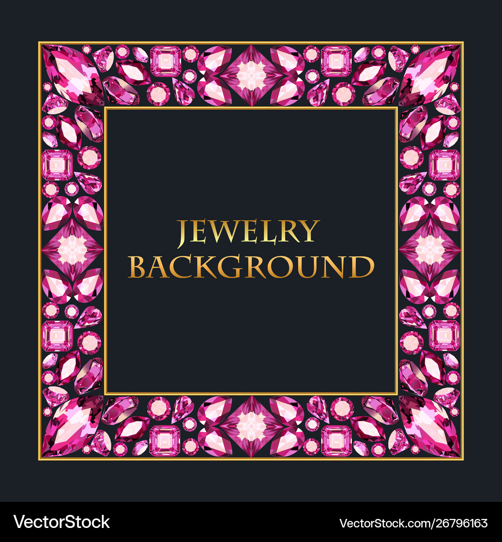 Vintage background frame with precious stones Vector Image