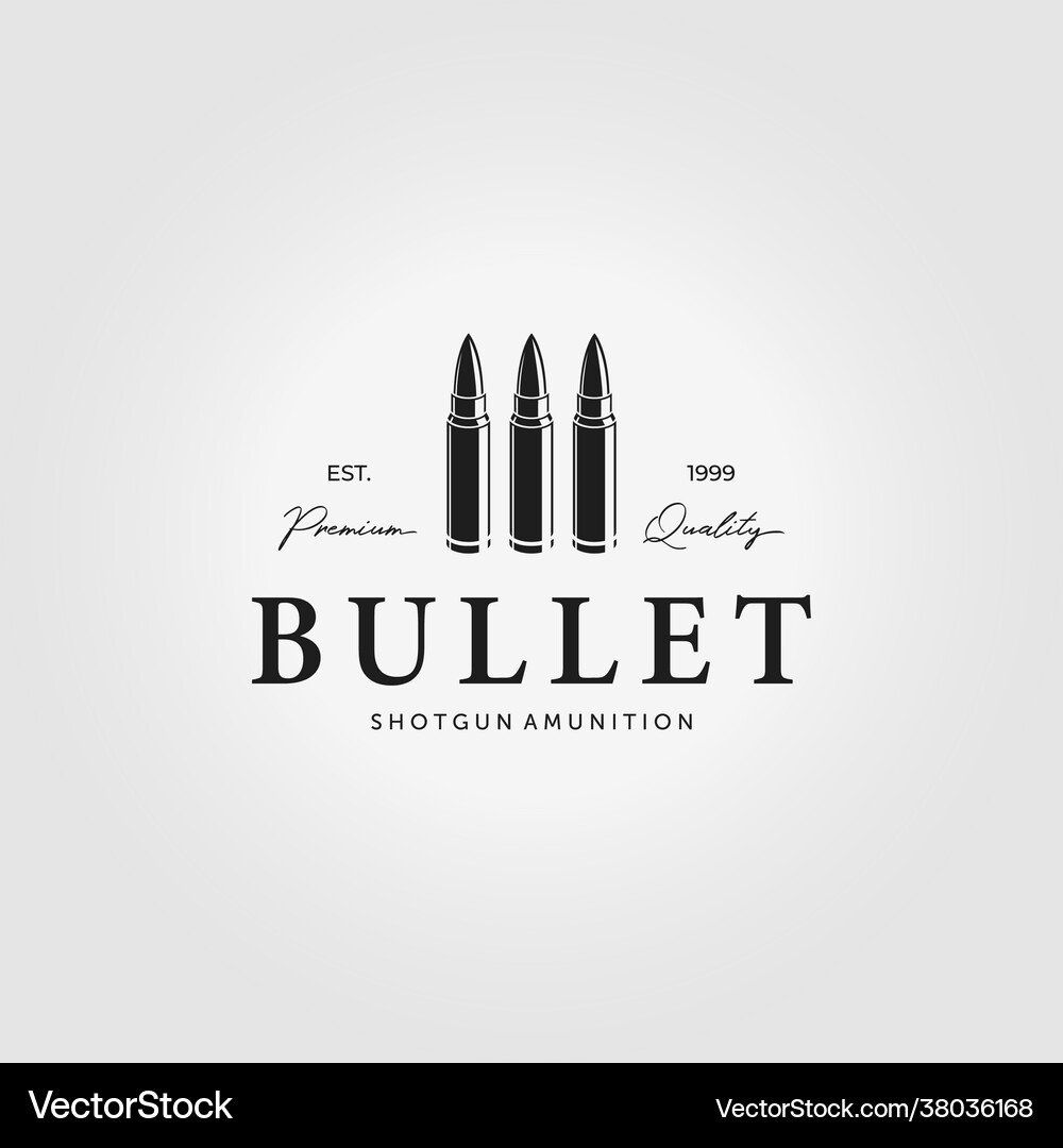 Ammunition ammo logo bullet vintage design Vector Image
