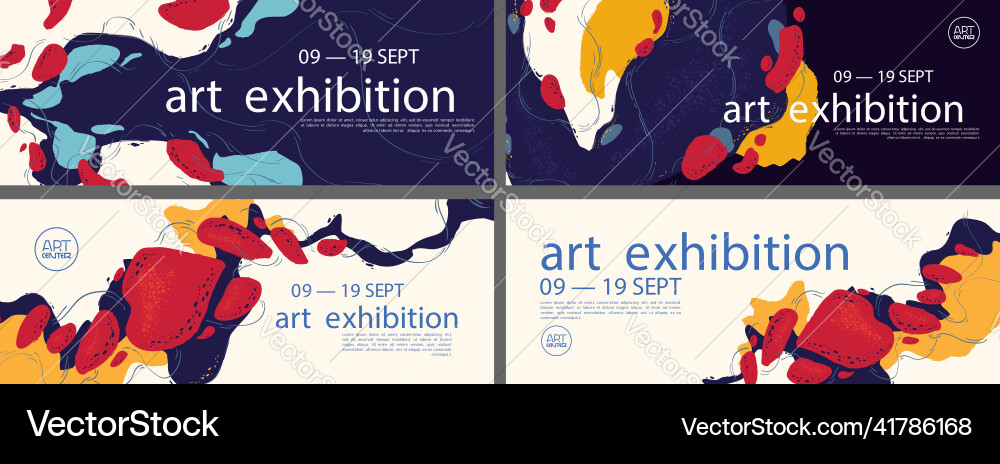 Art exhibition banners or flyers set design Vector Image
