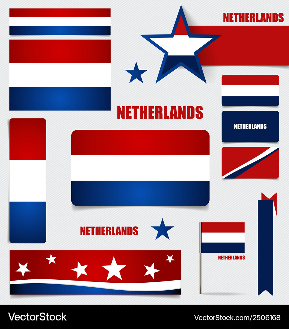 Collection of netherlands flags concept Royalty Free Vector