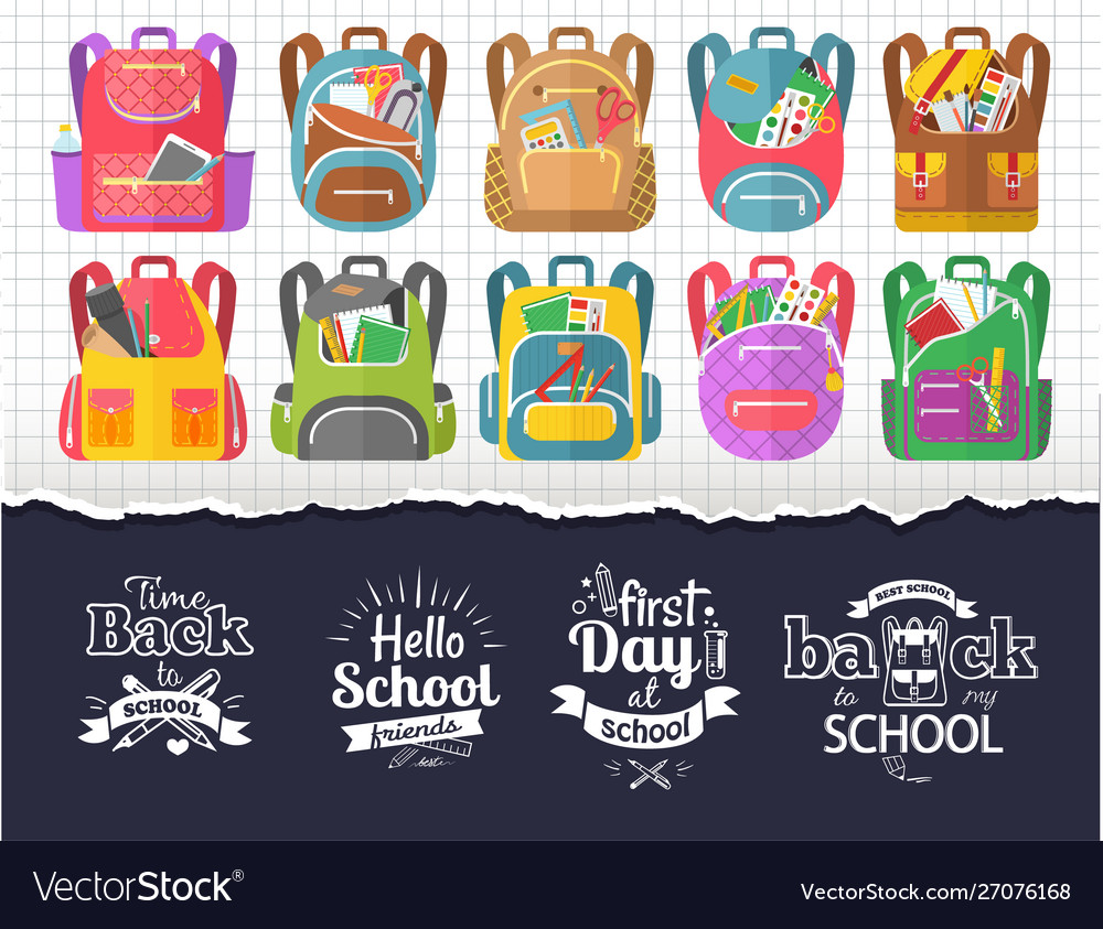 Colored school backpack back Royalty Free Vector Image