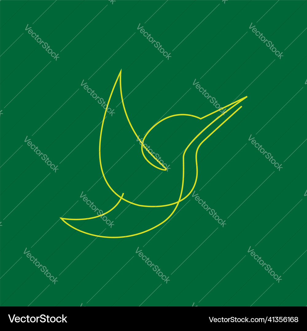 Continuous line bird little hummingbird logo Vector Image