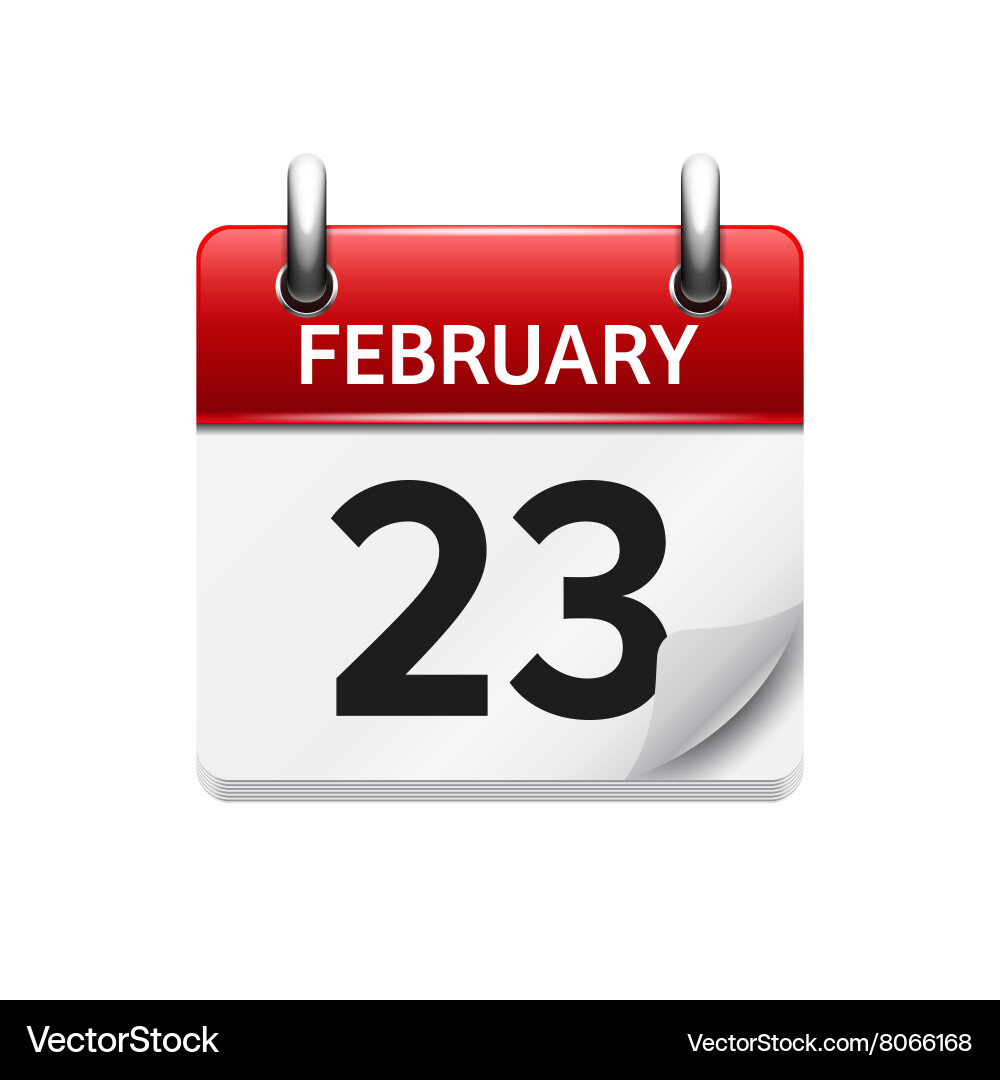 February 23 flat daily calendar icon Date Vector Image