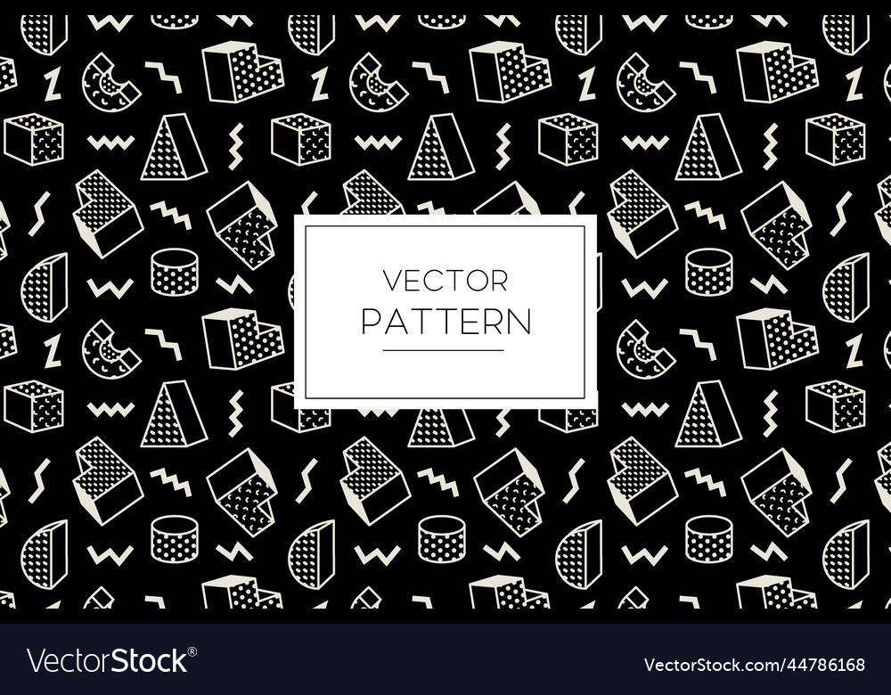 Geometric square 3d with zigzag lines pattern Vector Image