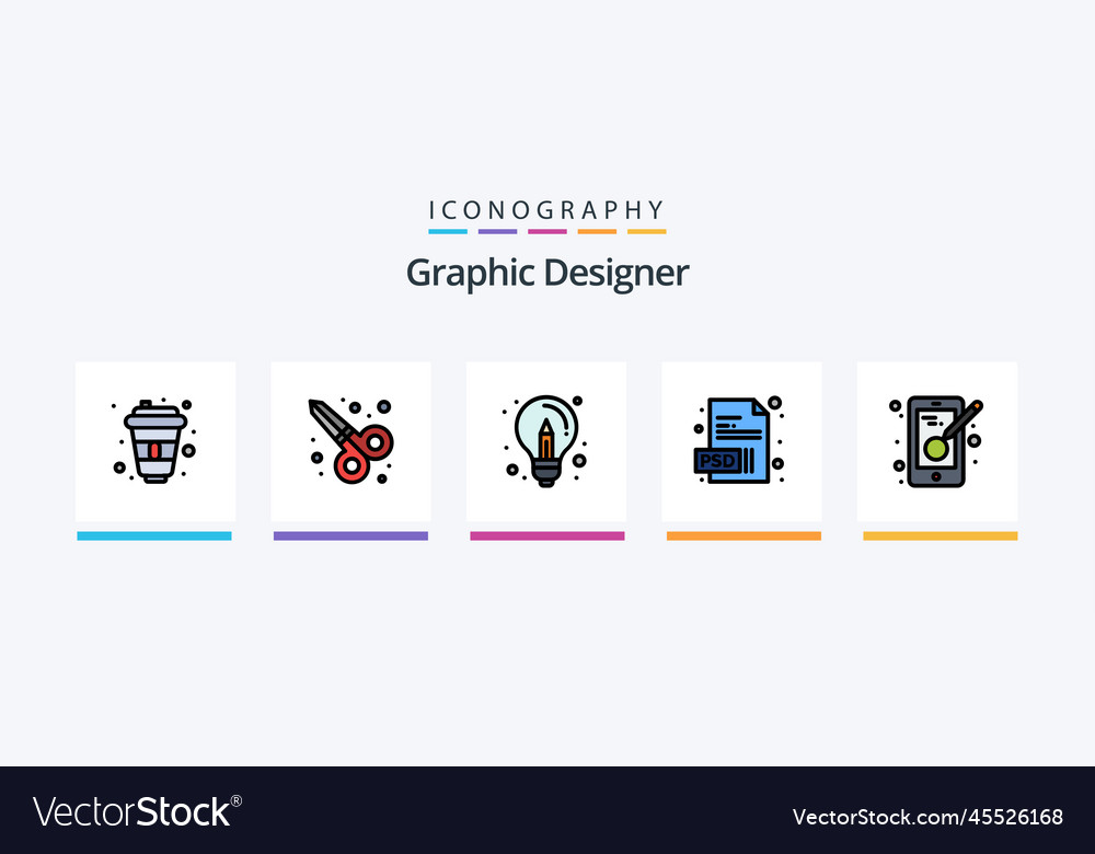 Graphic designer line filled 5 icon pack Vector Image
