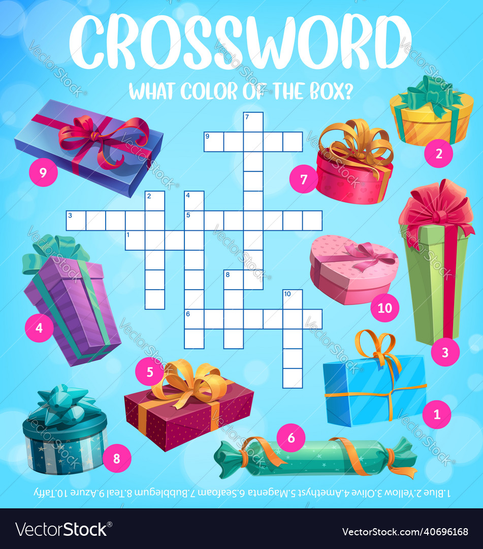 Holiday gifts and presents crossword worksheet Vector Image