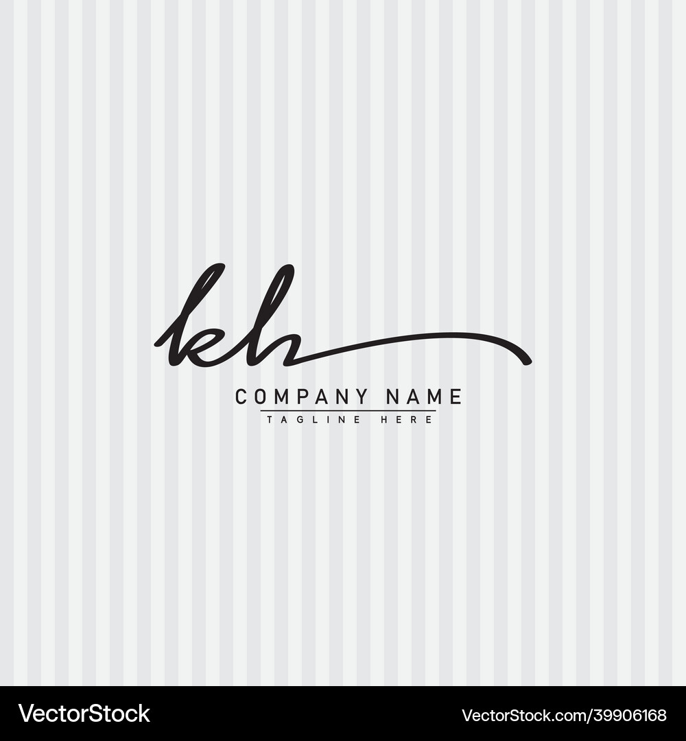 Initial letter kh logo - hand drawn signature Vector Image