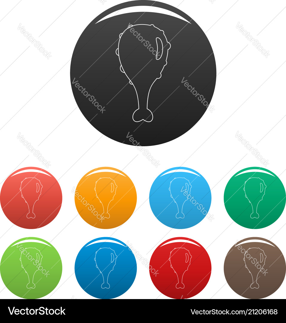 Meat icons set color Royalty Free Vector Image