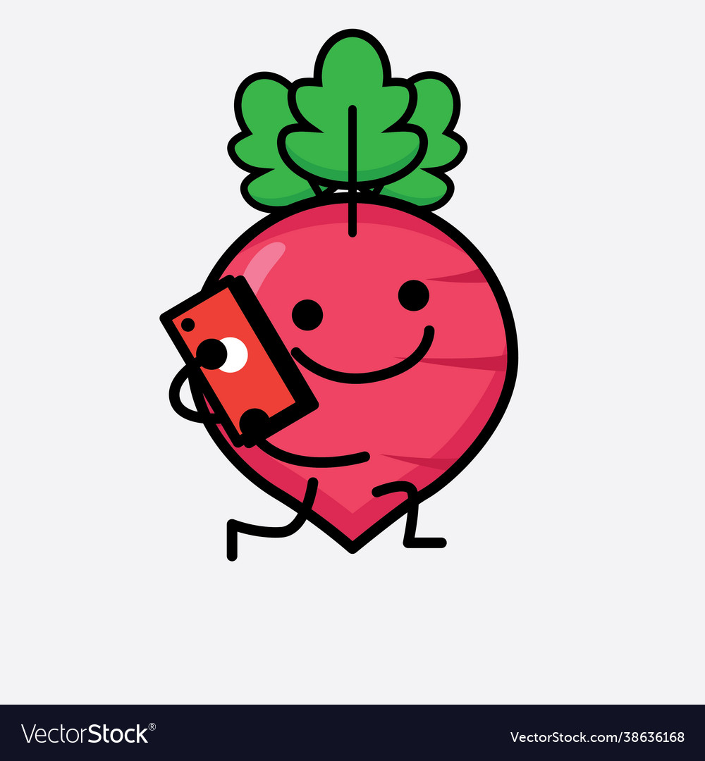Red radish character with cute face and simple Vector Image