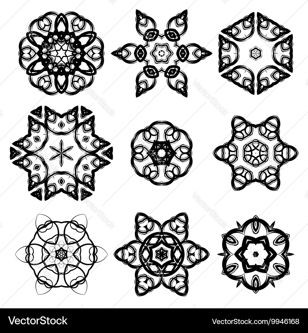 Set of different ornamental rosettes Royalty Free Vector