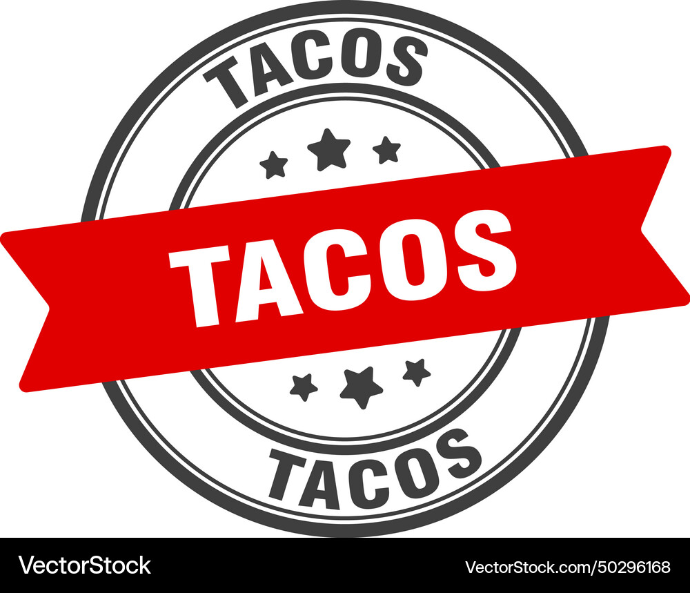 Tacos stamp label on transparent background Vector Image