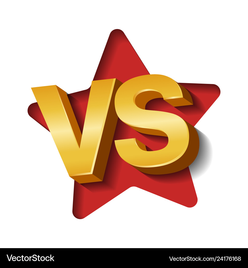 Vs letters on white background wit paper art star Vector Image