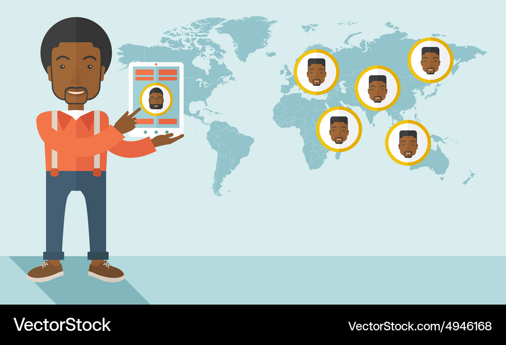 World map with same faces every destination Vector Image