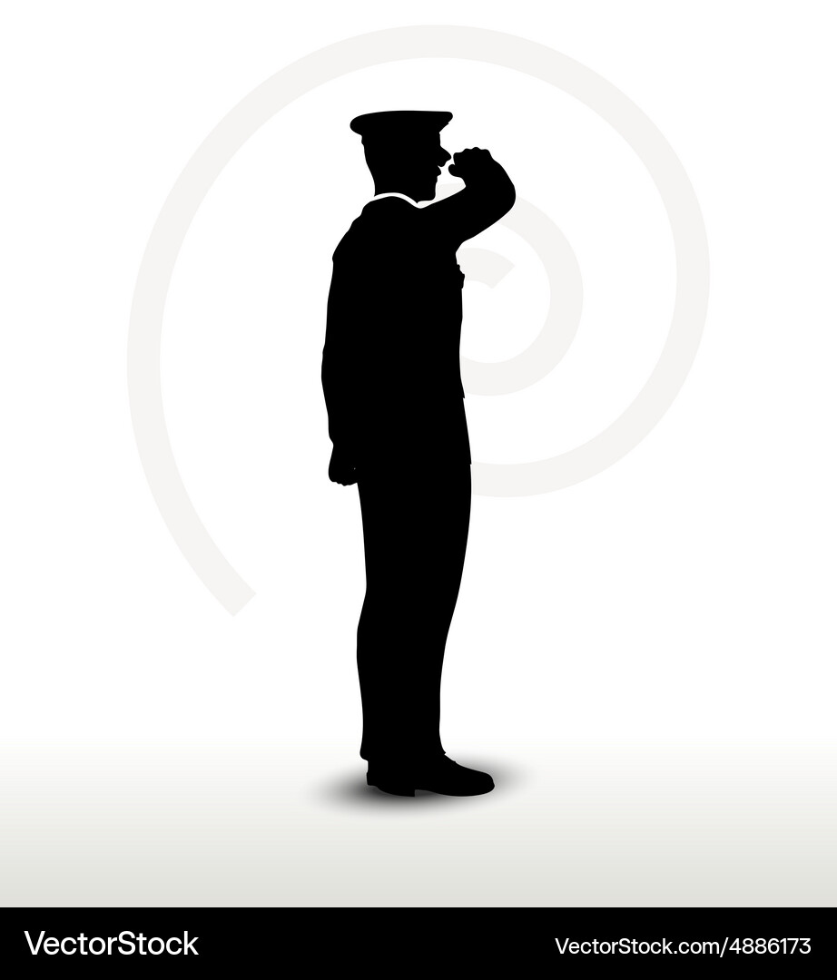 Army general silhouette with hand gesture saluting
