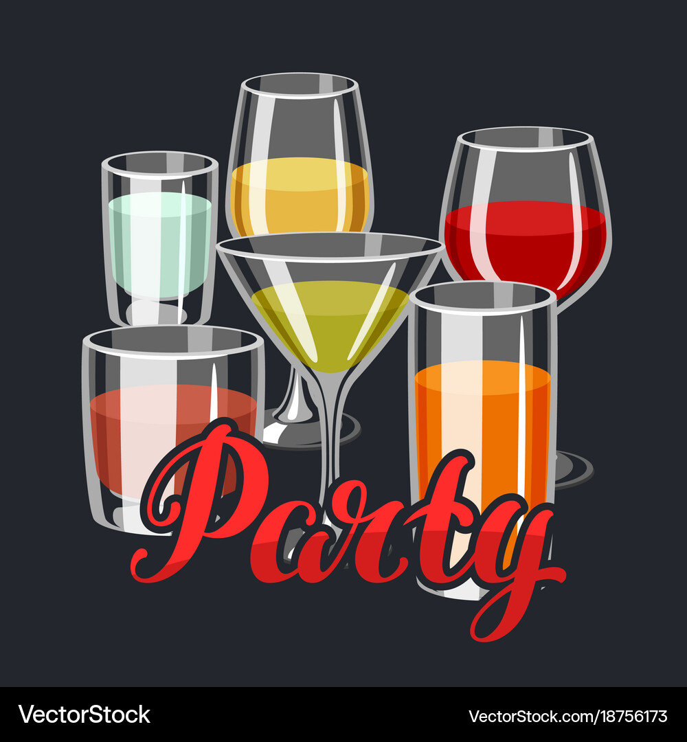 Background with alcohol drinks and cocktails Vector Image