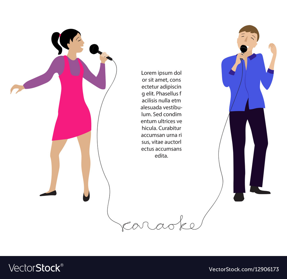 Couple Singing Into Microphone Royalty Free Vector Image