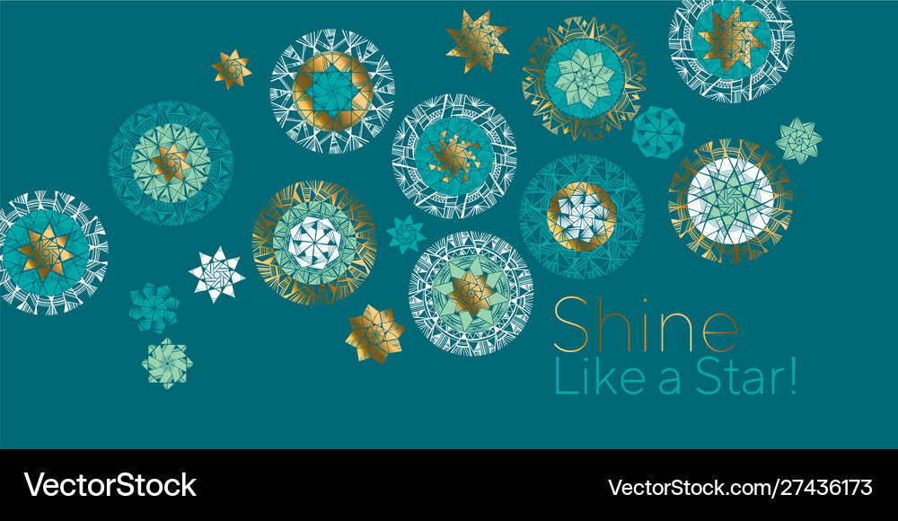 Emerald green and gold big snowflakes header Vector Image