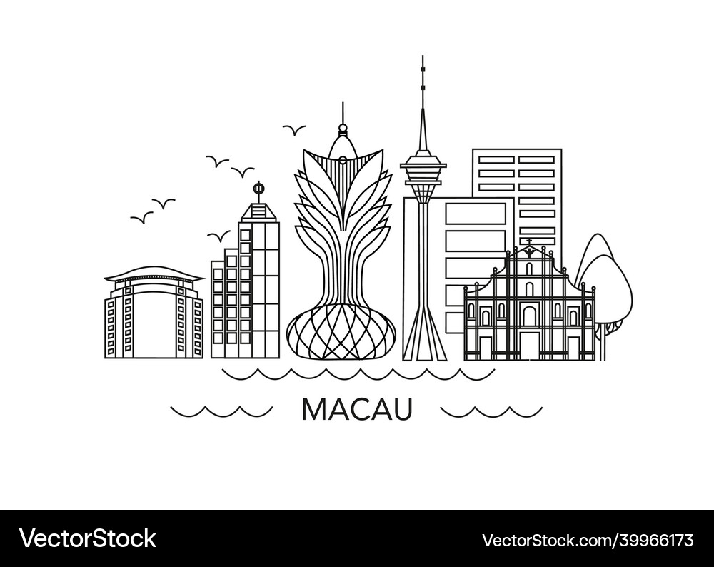 Macau lineart china line Royalty Free Vector Image