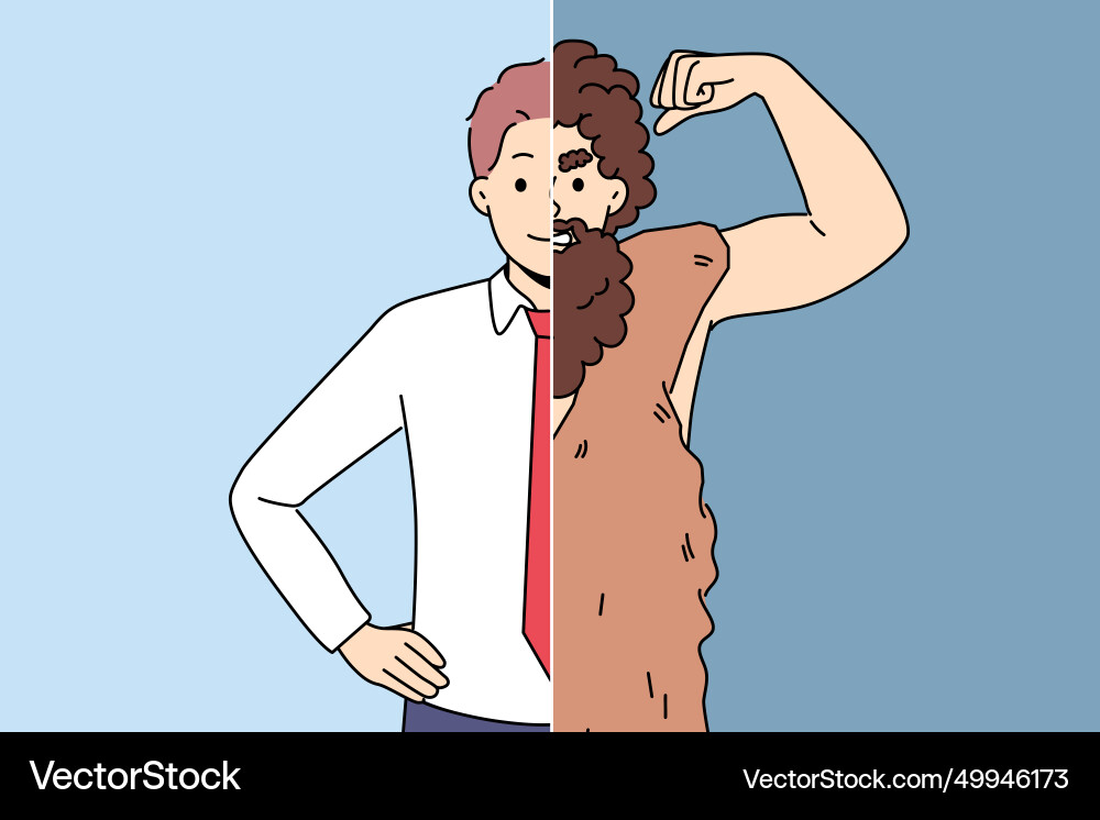 Man demonstrates progress of humanity Royalty Free Vector