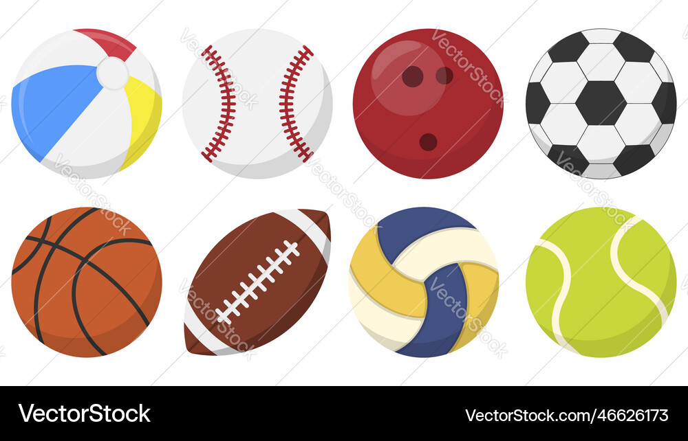 Sports balls flat icon set Royalty Free Vector Image