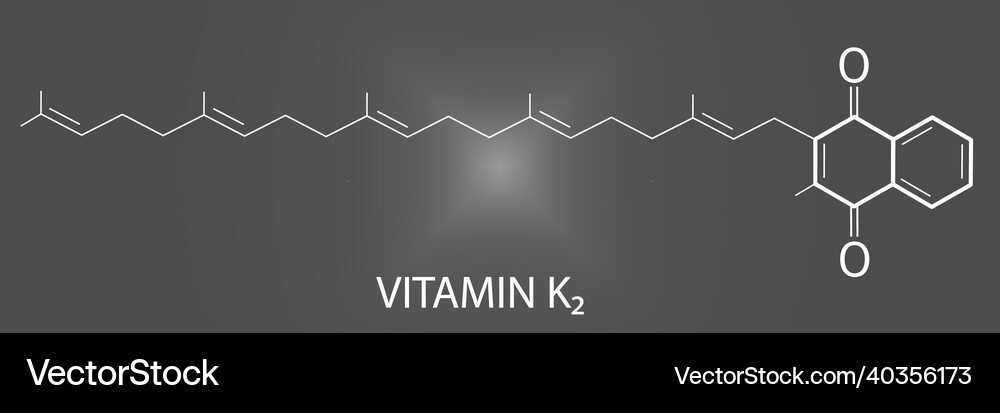 Vitamin k2 skeletal chemical formula Royalty Free Vector