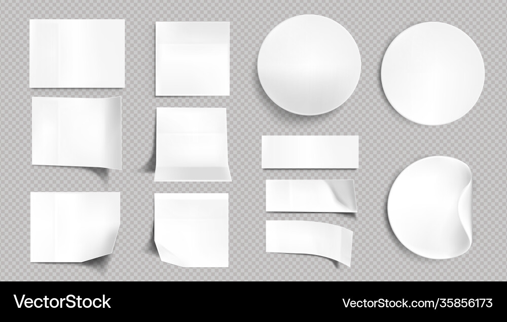 White paper stickers blank sticky notes Royalty Free Vector
