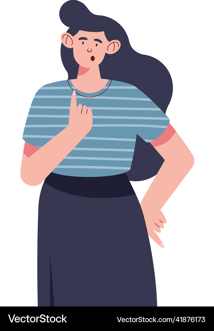 Young woman finger point Royalty Free Vector Image