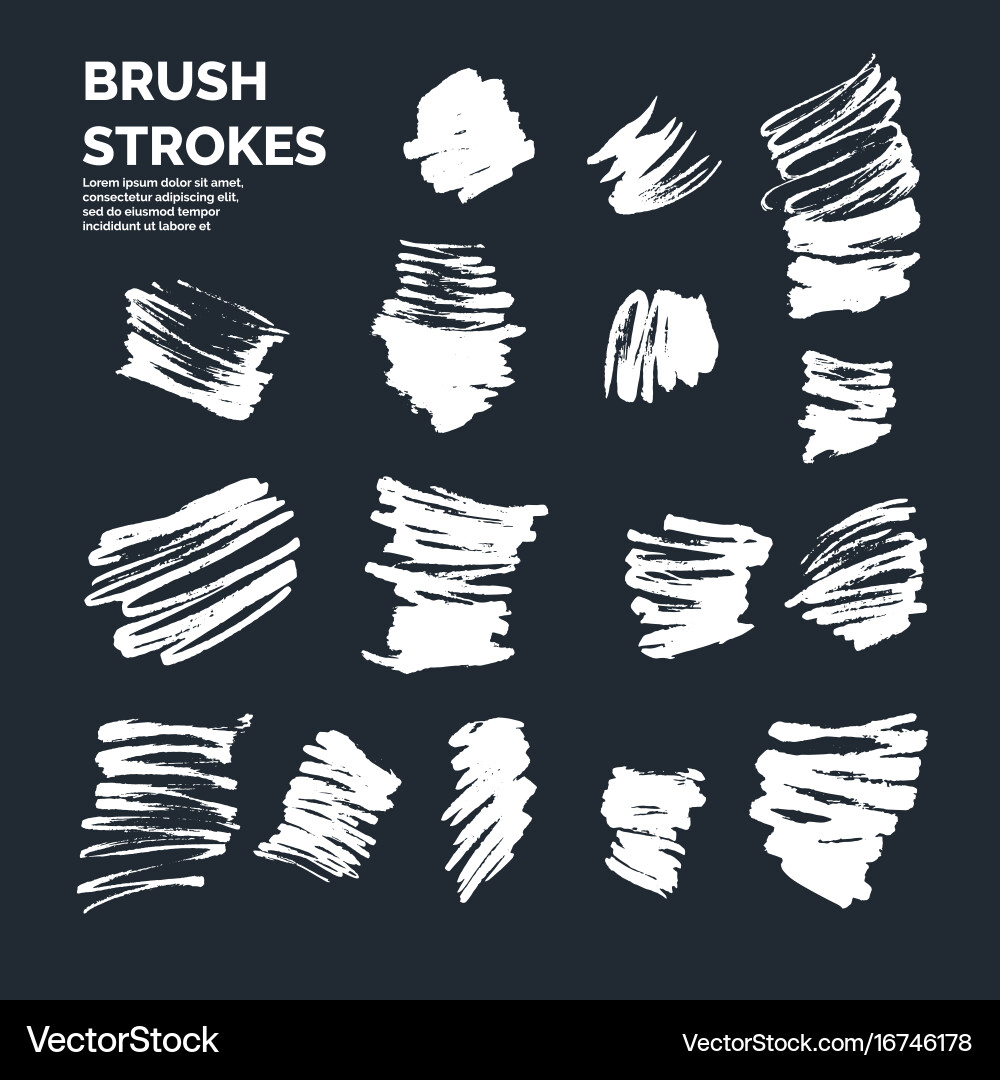Abstract background set of ink strokes Royalty Free Vector