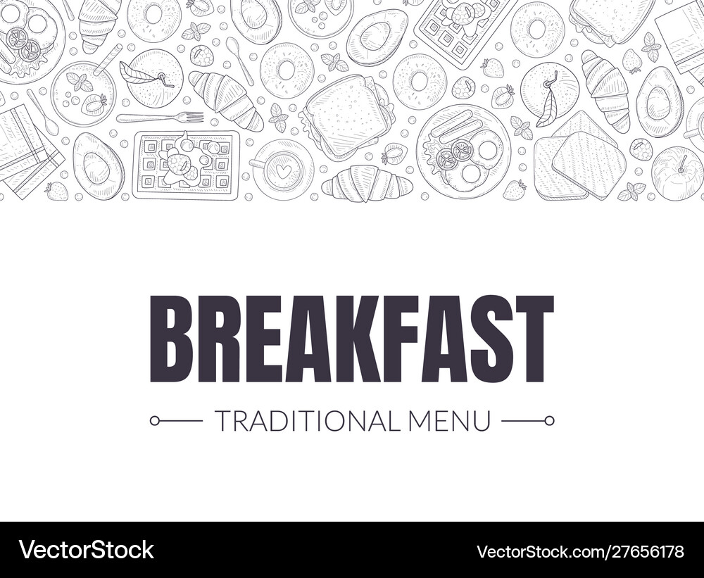 Breakfast banner landing page template morning Vector Image