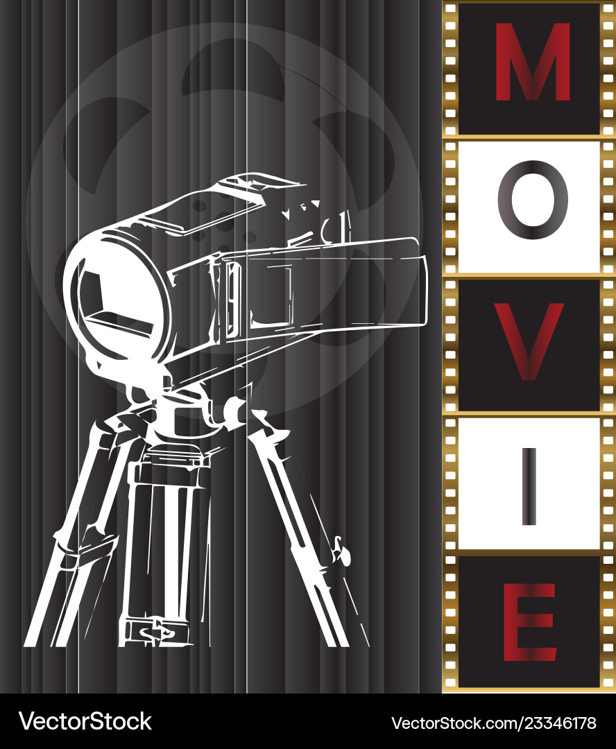 Camera on a black background and film Royalty Free Vector
