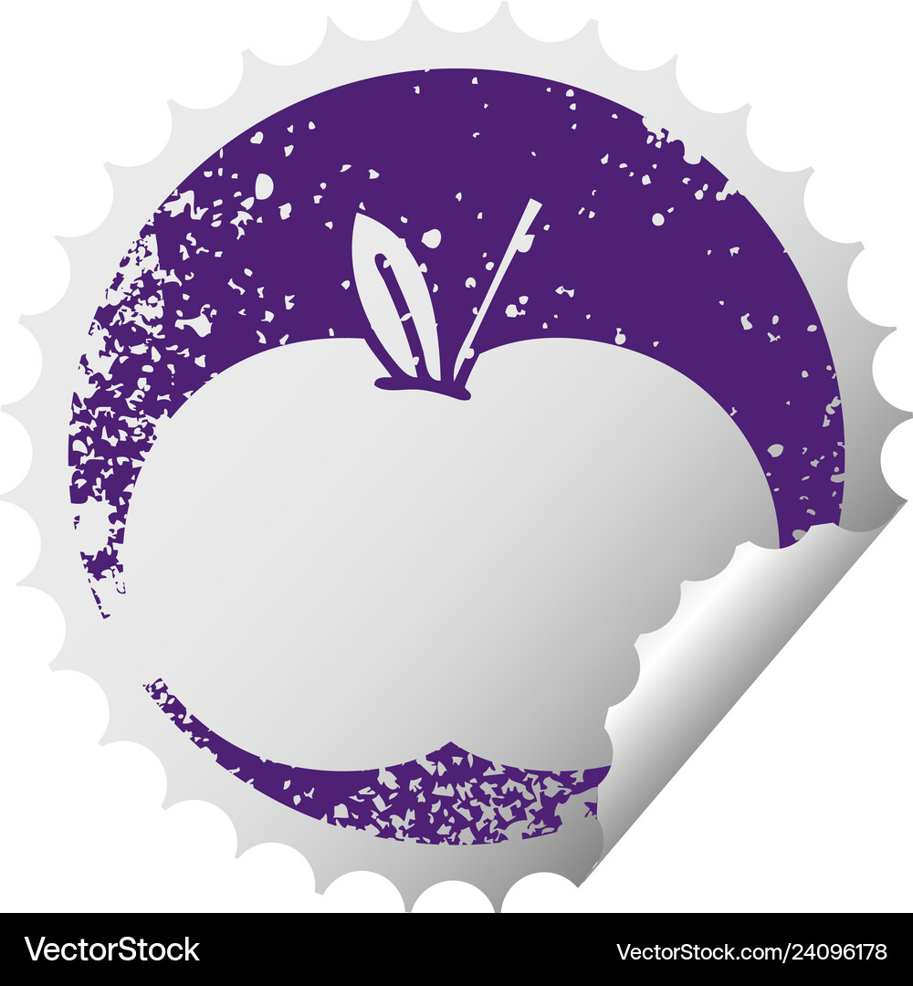Distressed circular peeling sticker symbol juicy Vector Image