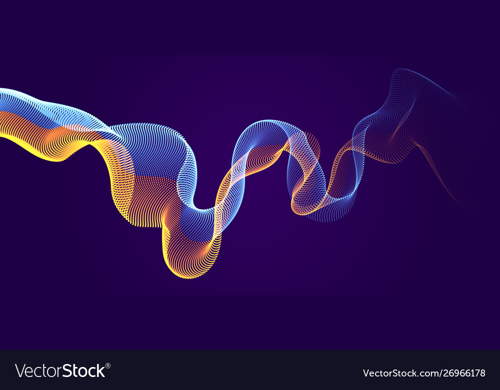 Dynamic particles sound wave flowing over dark Vector Image Dynamic particles sound wave flowing over dark Vector Image