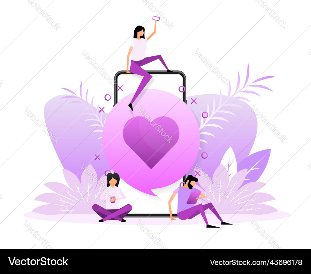 Flat icon with like people smartphone social Vector Image