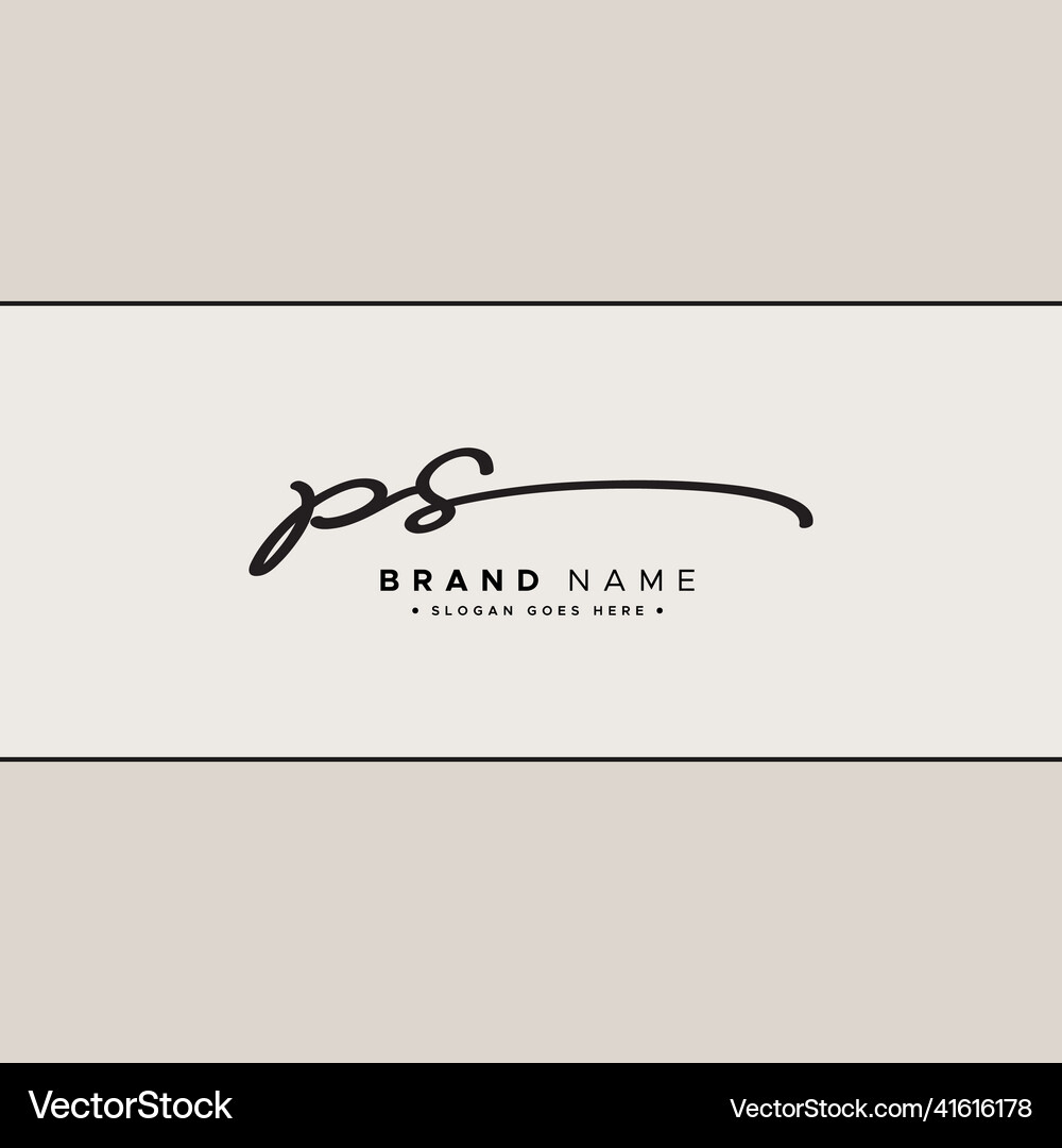 Initial letter ps logo - handwritten signature Vector Image
