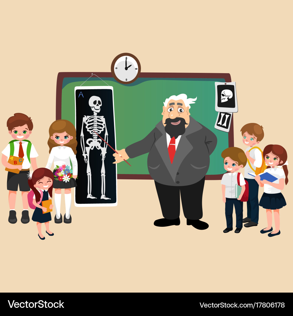 Professor and student girl boy Royalty Free Vector Image