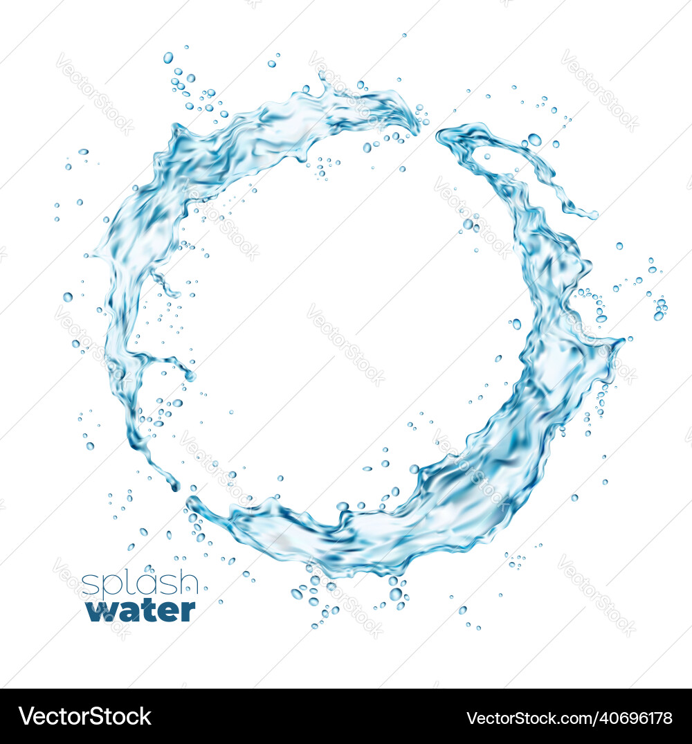 Round swirl water flow splash with wave splatters Vector Image
