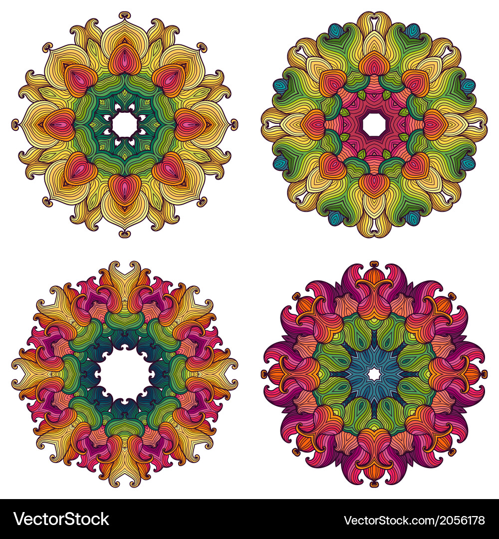 Set of four mandalas Royalty Free Vector Image
