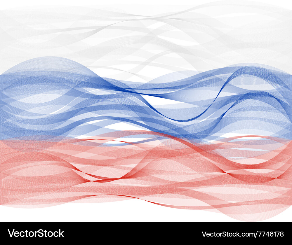 Wave line flag of Russia Royalty Free Vector Image