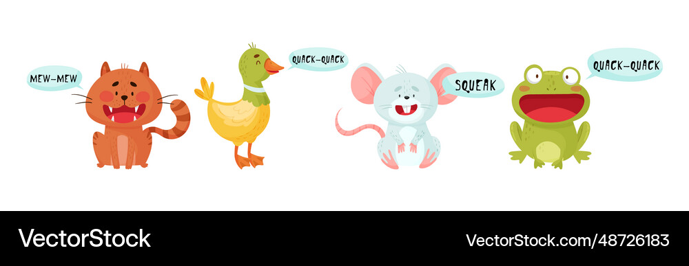 Cute animal making sounds and talking set Vector Image